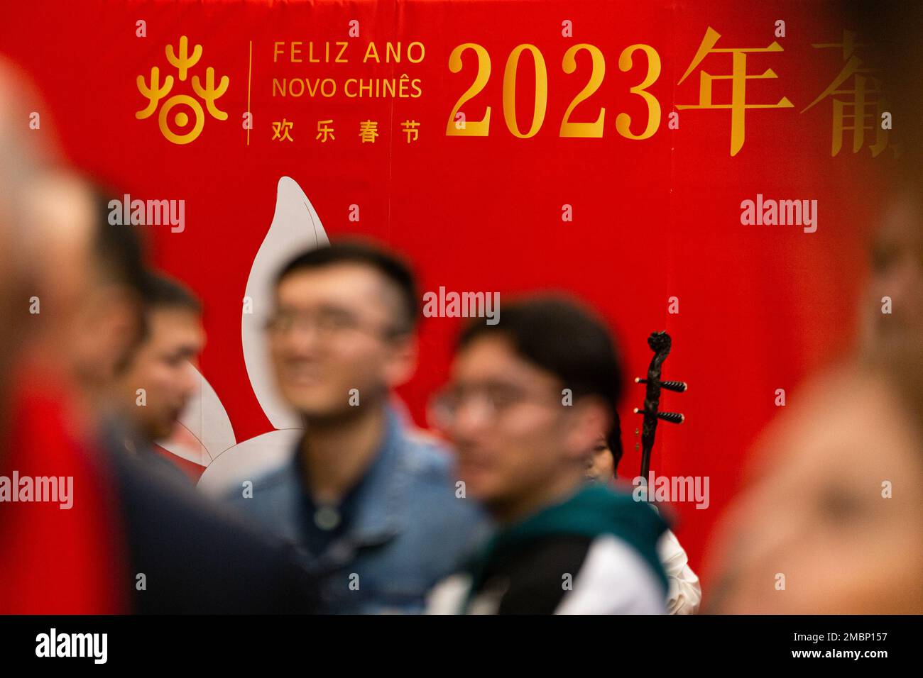 Porto, Portugal. 20th Jan, 2023. A banner for the Chinese New Year ...