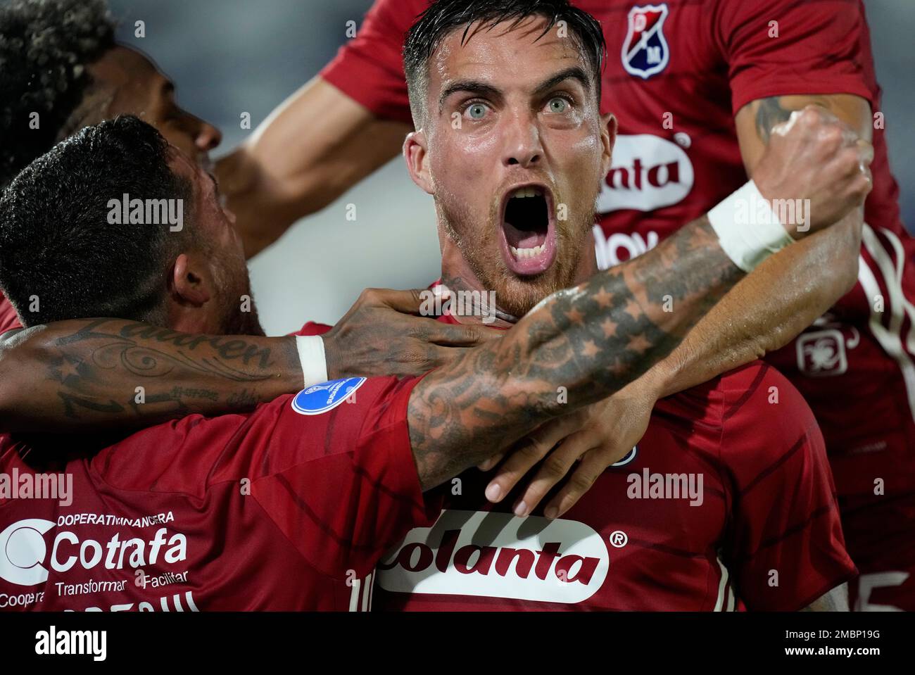 Oscar Mendez of Colombia's Independiente Medellin celebrates with his ...