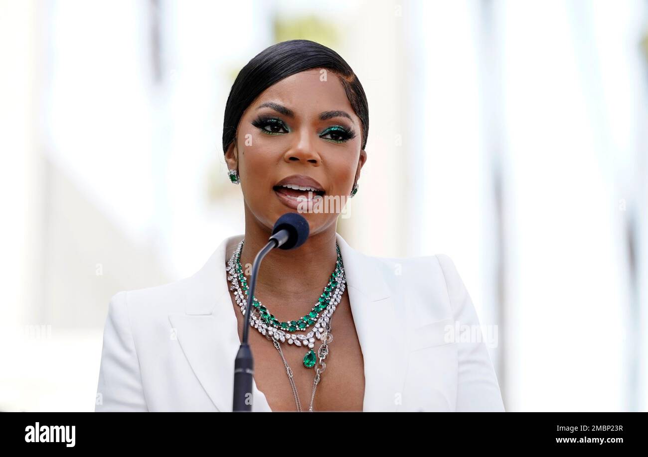 Singer/actress Ashanti addresses the audience during a ceremony to ...