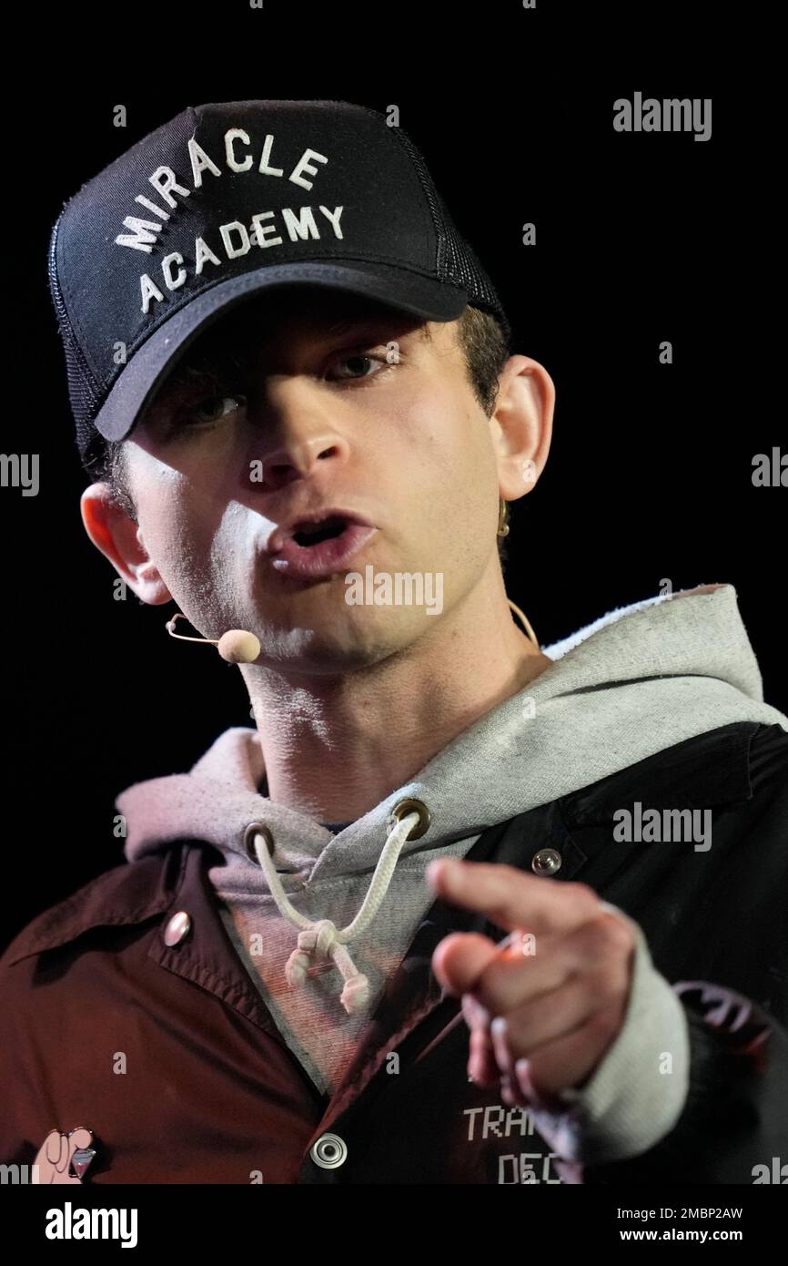 Jack Mallers, founder and CEO of Strike, gives a keynote address at the ...