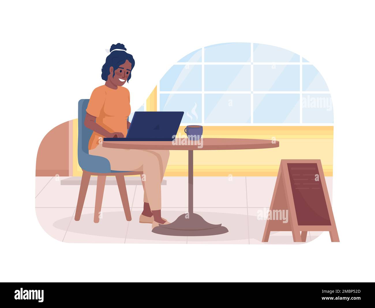 Working laptop remote cafe Stock Vector Images - Alamy