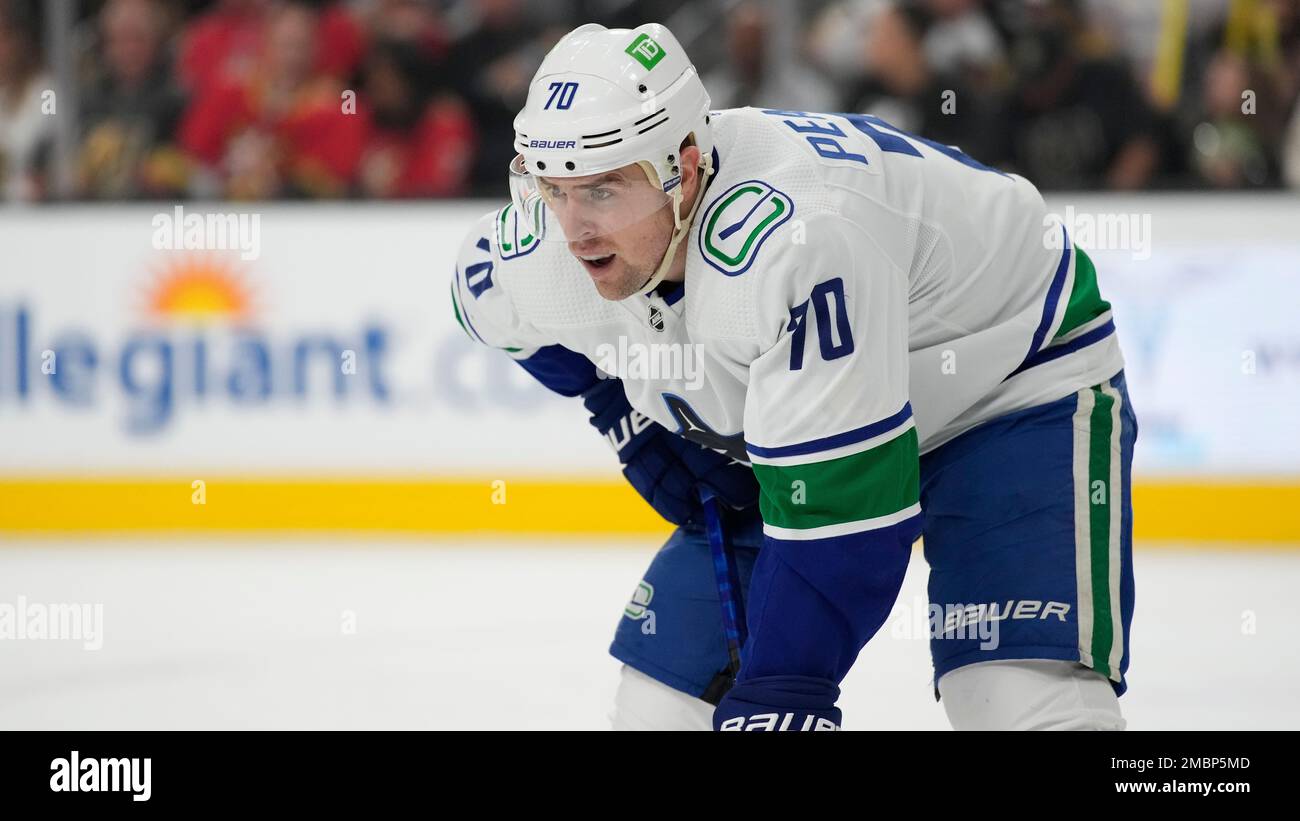 Vancouver Canucks left wing Tanner Pearson (70) plays against the Vegas ...