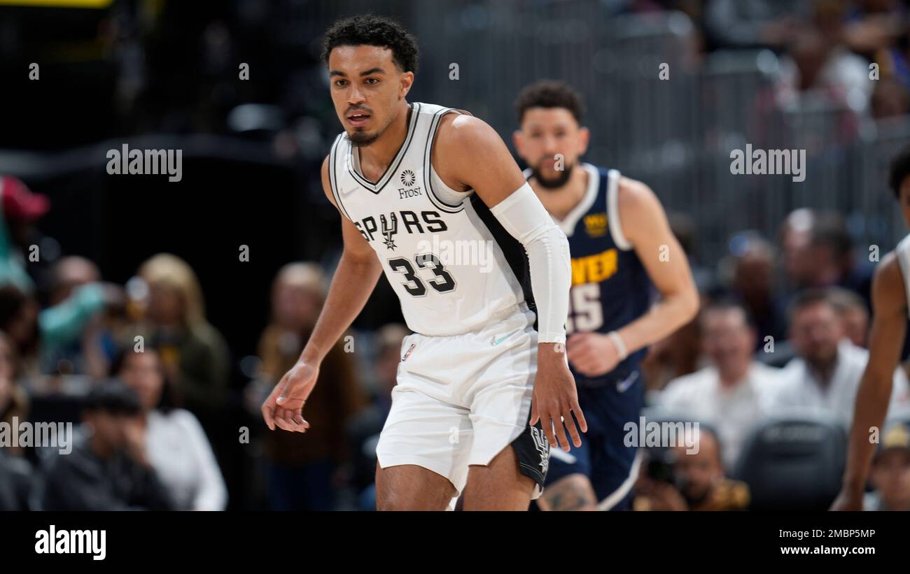 San Antonio Spurs guard Tre Jones (33) in the first half of an NBA ...