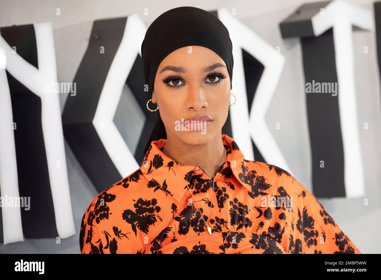Ikram Abdi Omar poses for photographers upon arrival at the premiere of ...