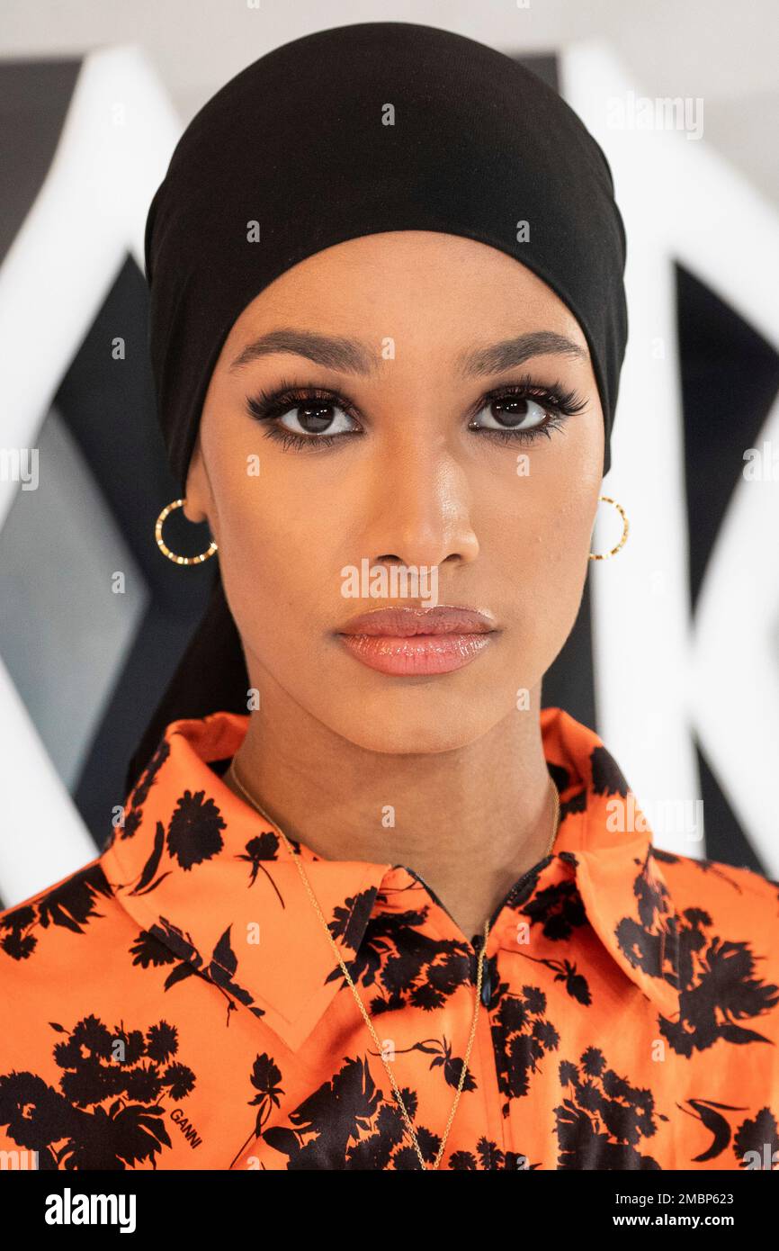 Ikram Abdi Omar poses for photographers upon arrival at the premiere of ...