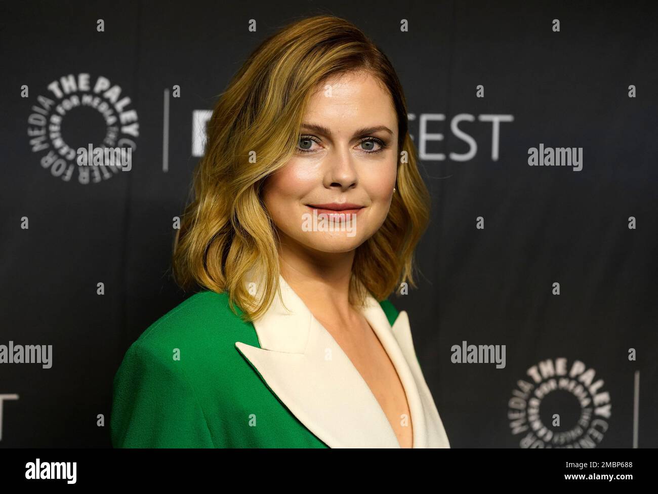 Rose McIver, a cast member in the CBS series "Ghosts," poses before a ...