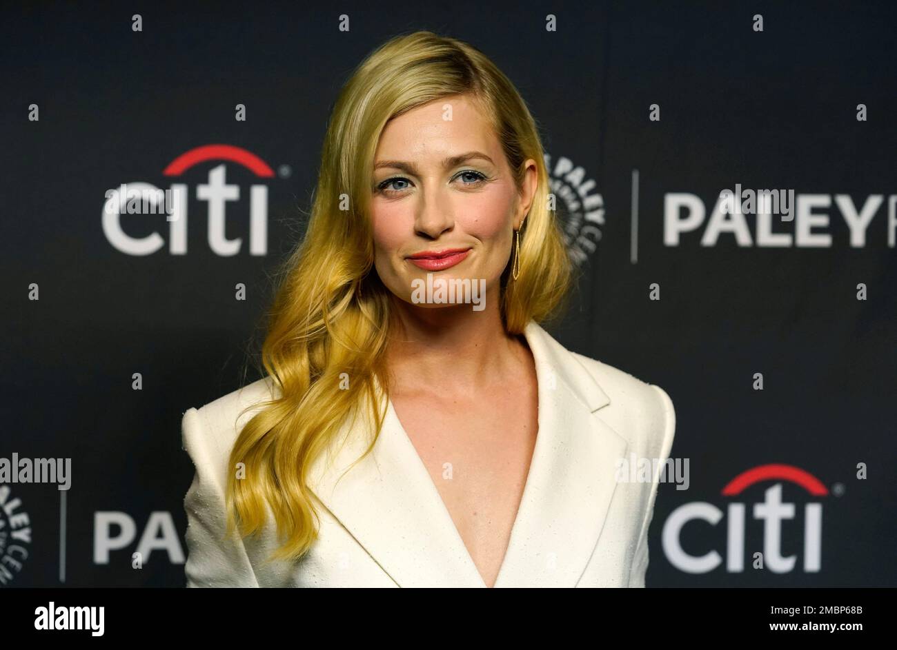 Beth Behrs, a cast member in the CBS series "The Neighborhood," poses ...