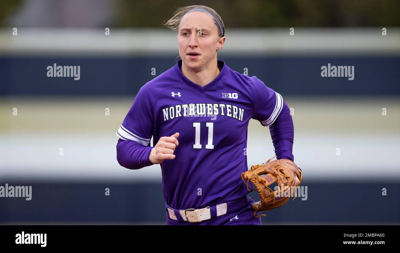 Northwestern's Rachel Lewis during an NCAA softball game against Notre ...