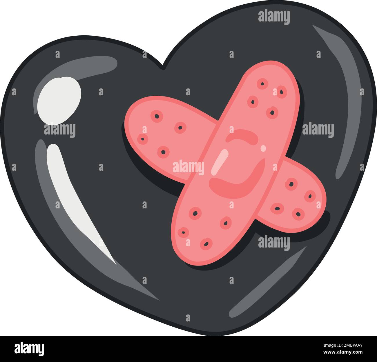 A black heart taped over with a Band-Aid, Creepy Valentine clipart ...