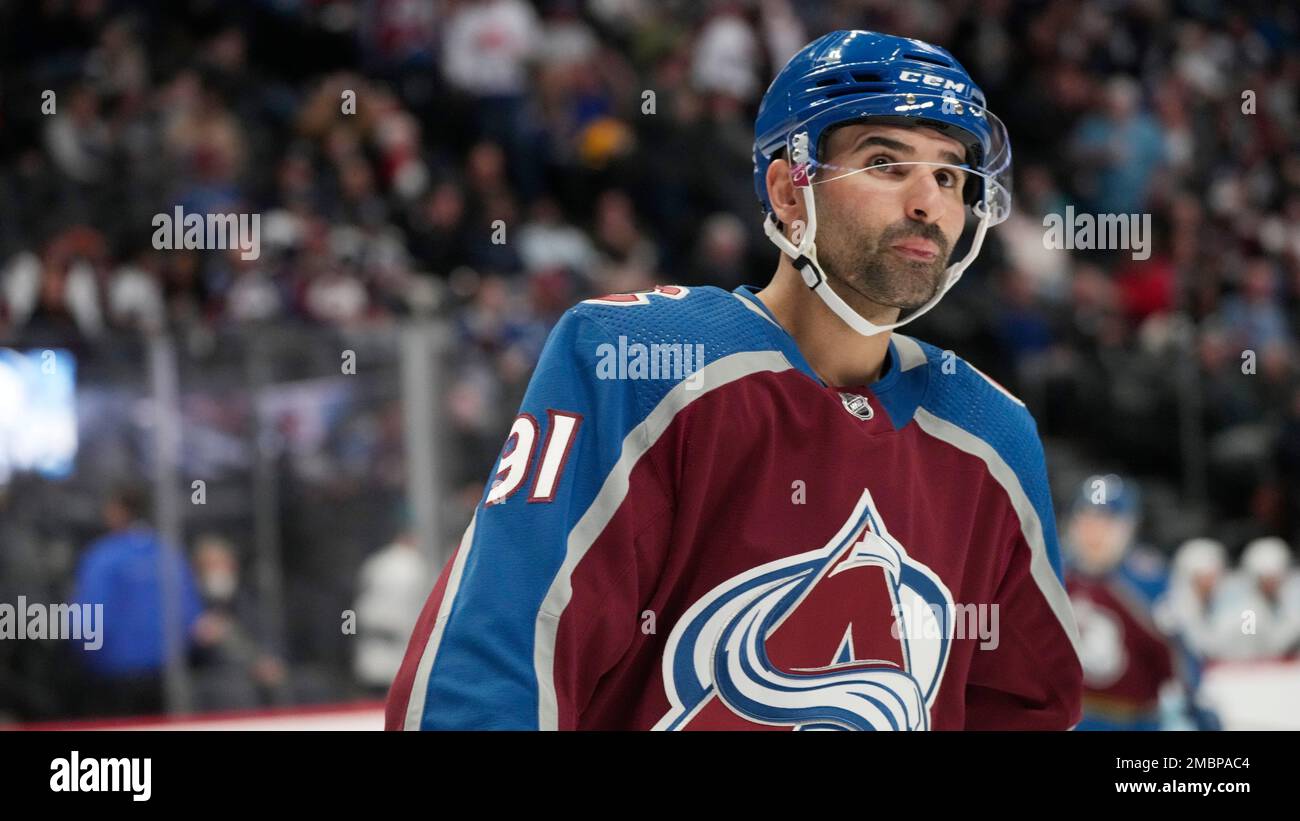 Colorado Avalanche center Nazem Kadri (91) in the second period of an ...