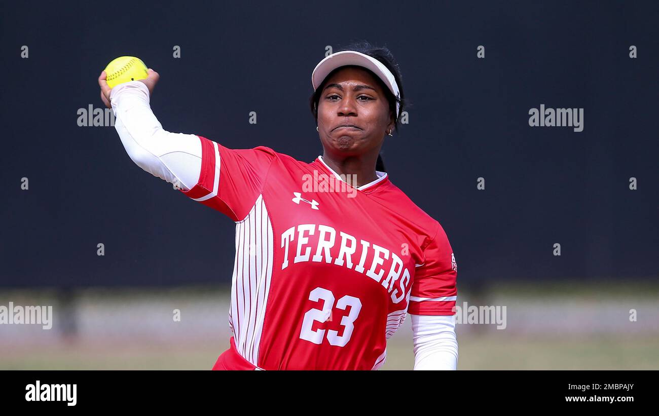 Boston University's Tyesha Williams (23) throws the ball during an NCAA ...