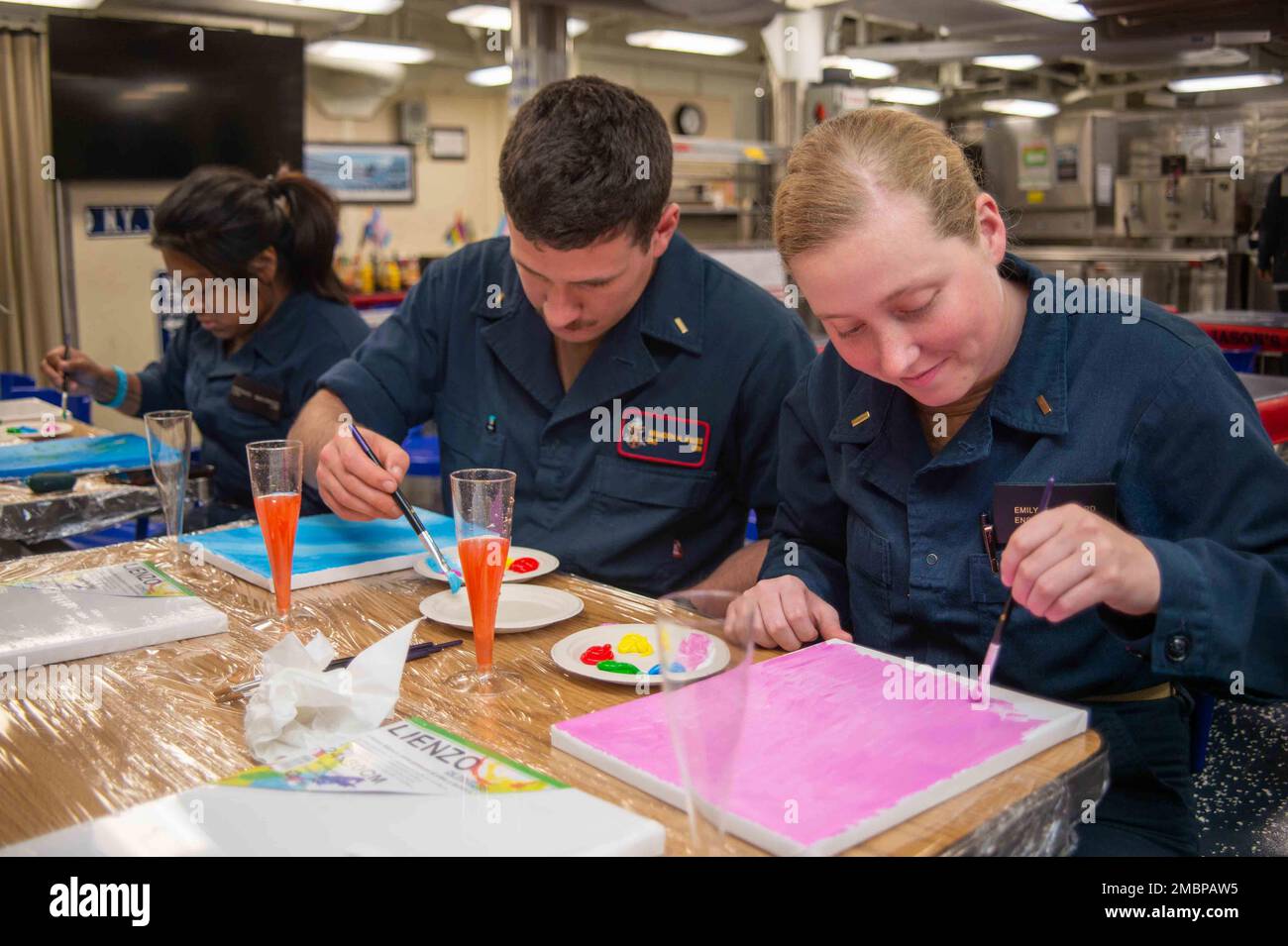 220618-N-UP745-1012 ATLANTIC OCEAN (June 18, 2022) Sailors paint and ...