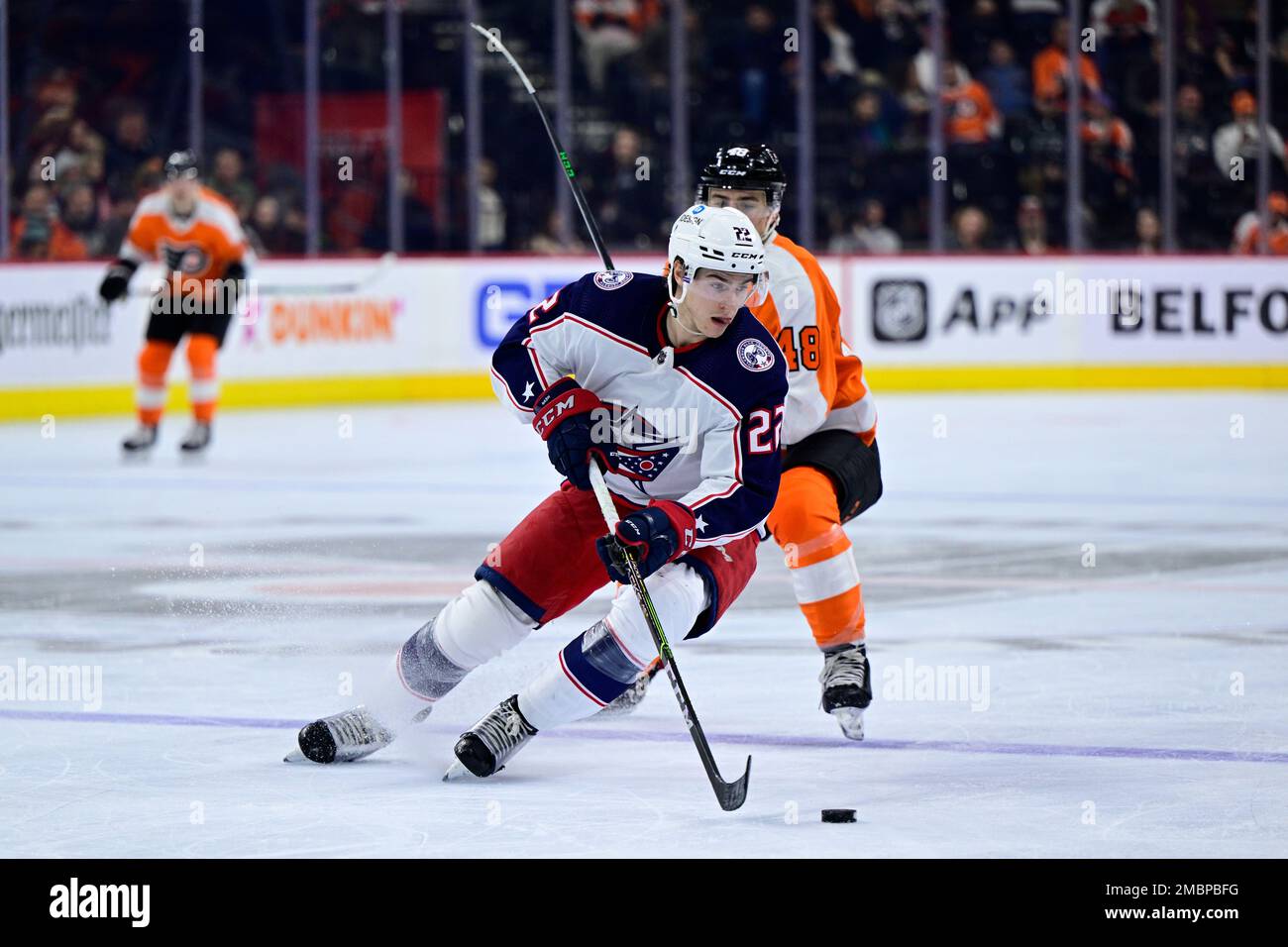 Columbus Blue Jackets' Jake Bean in action during an NHL hockey game ...