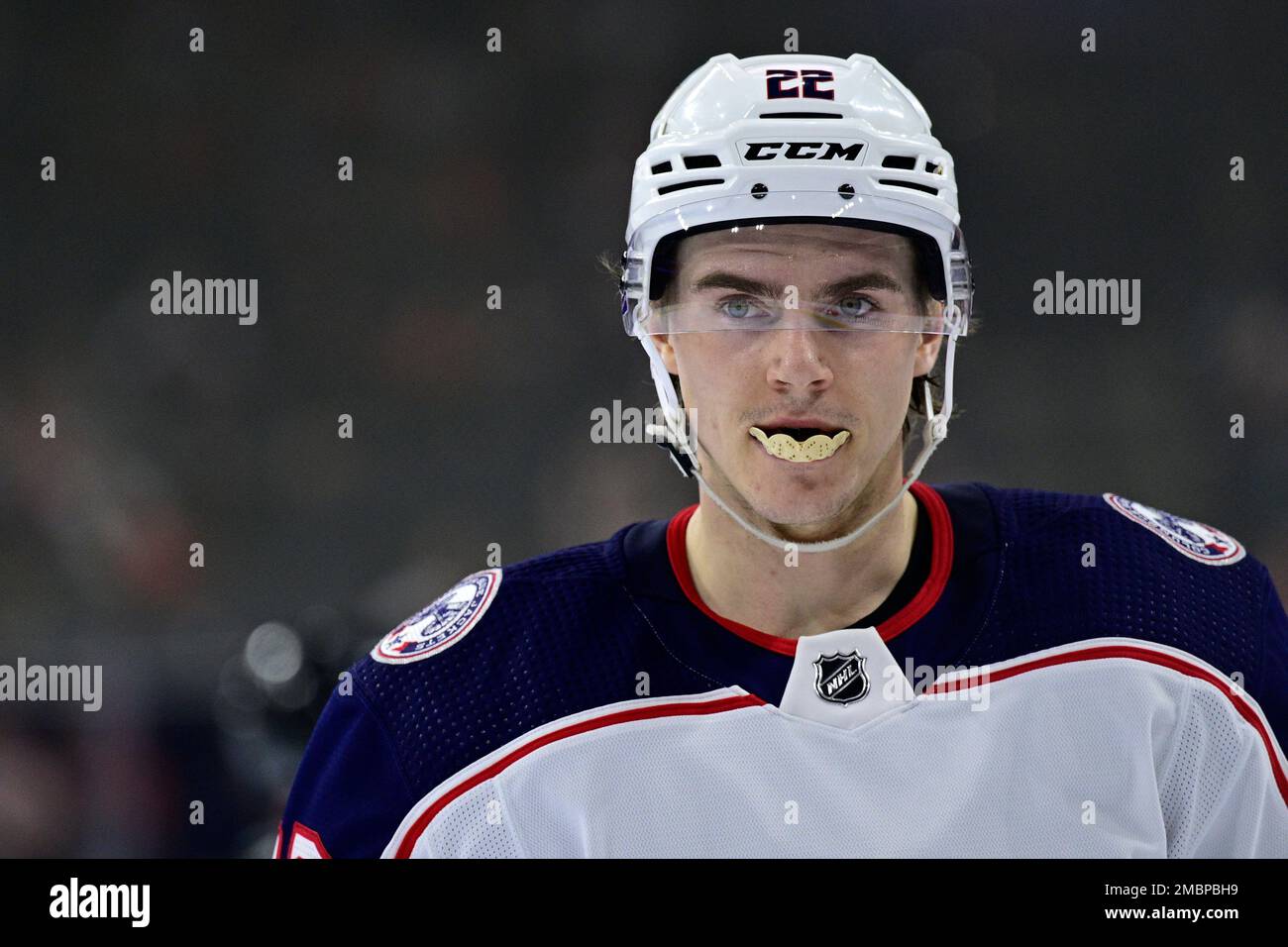 Columbus Blue Jackets' Jake Bean in action during an NHL hockey game ...
