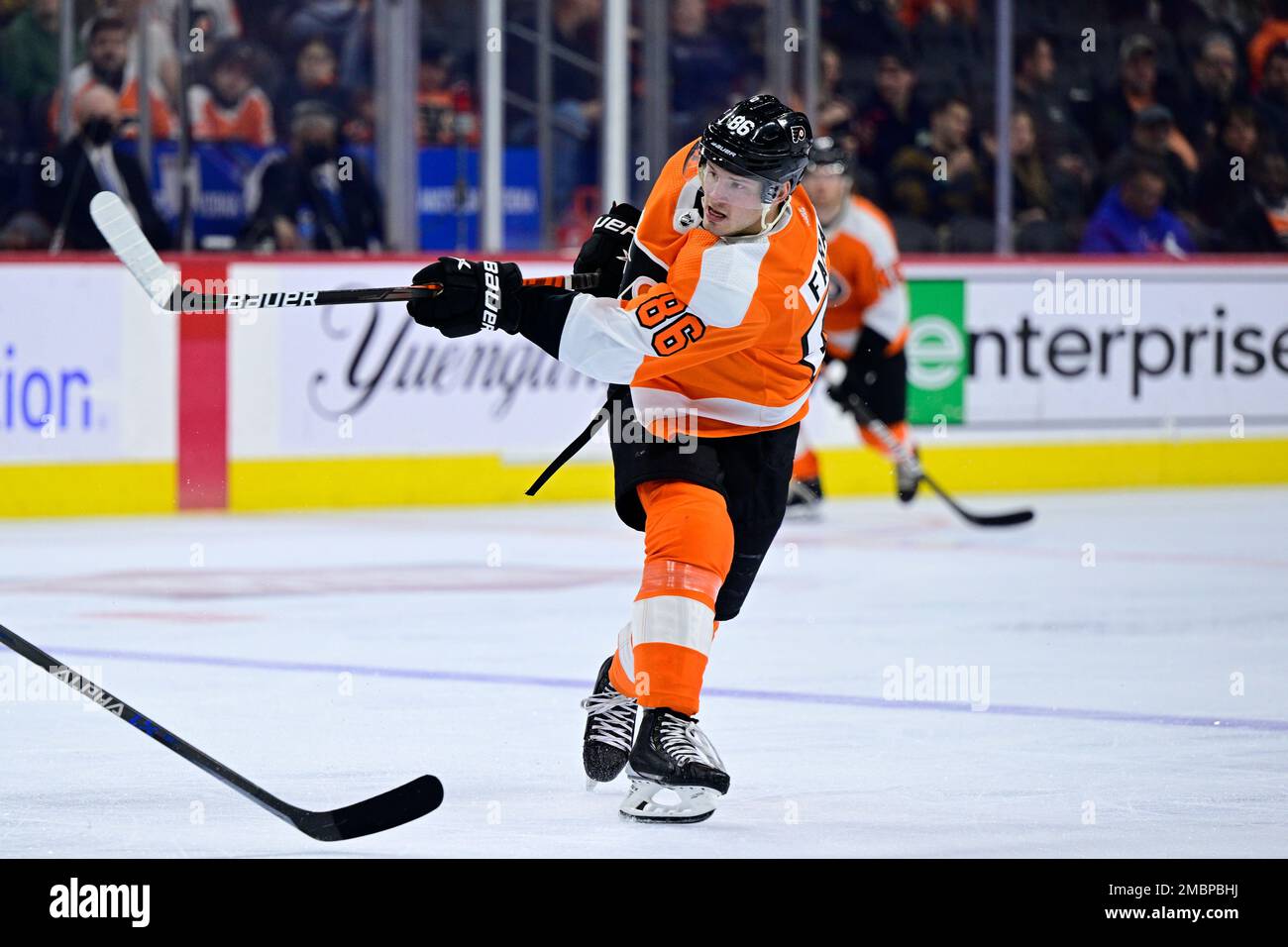 Philadelphia Flyers' Joel Farabee in action during an NHL hockey game ...