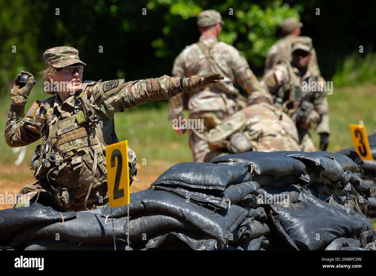 Army ROTC Cadet Savannah Mower, Shippensburg University, throws a ...