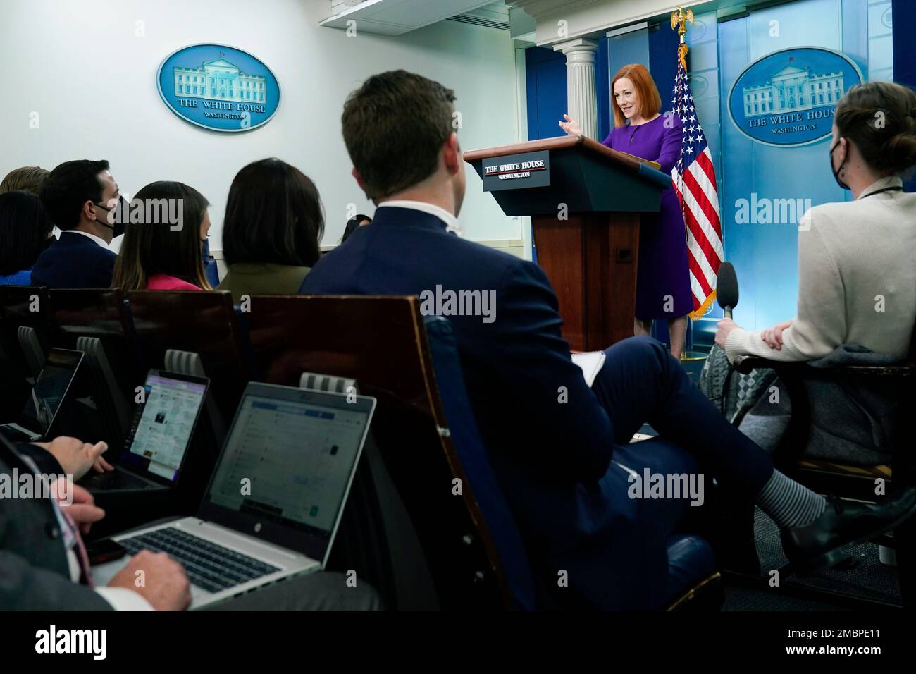 White House press secretary Jen Psaki speaks during the daily briefing ...