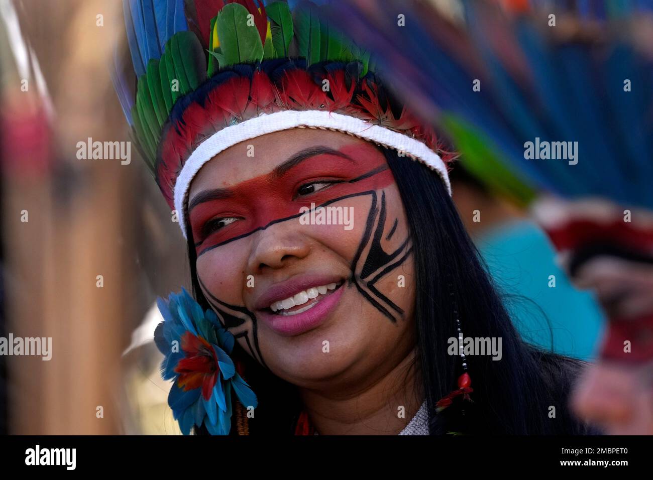 An Tembe Indigenous woman performs a ritual dance during the 18th ...