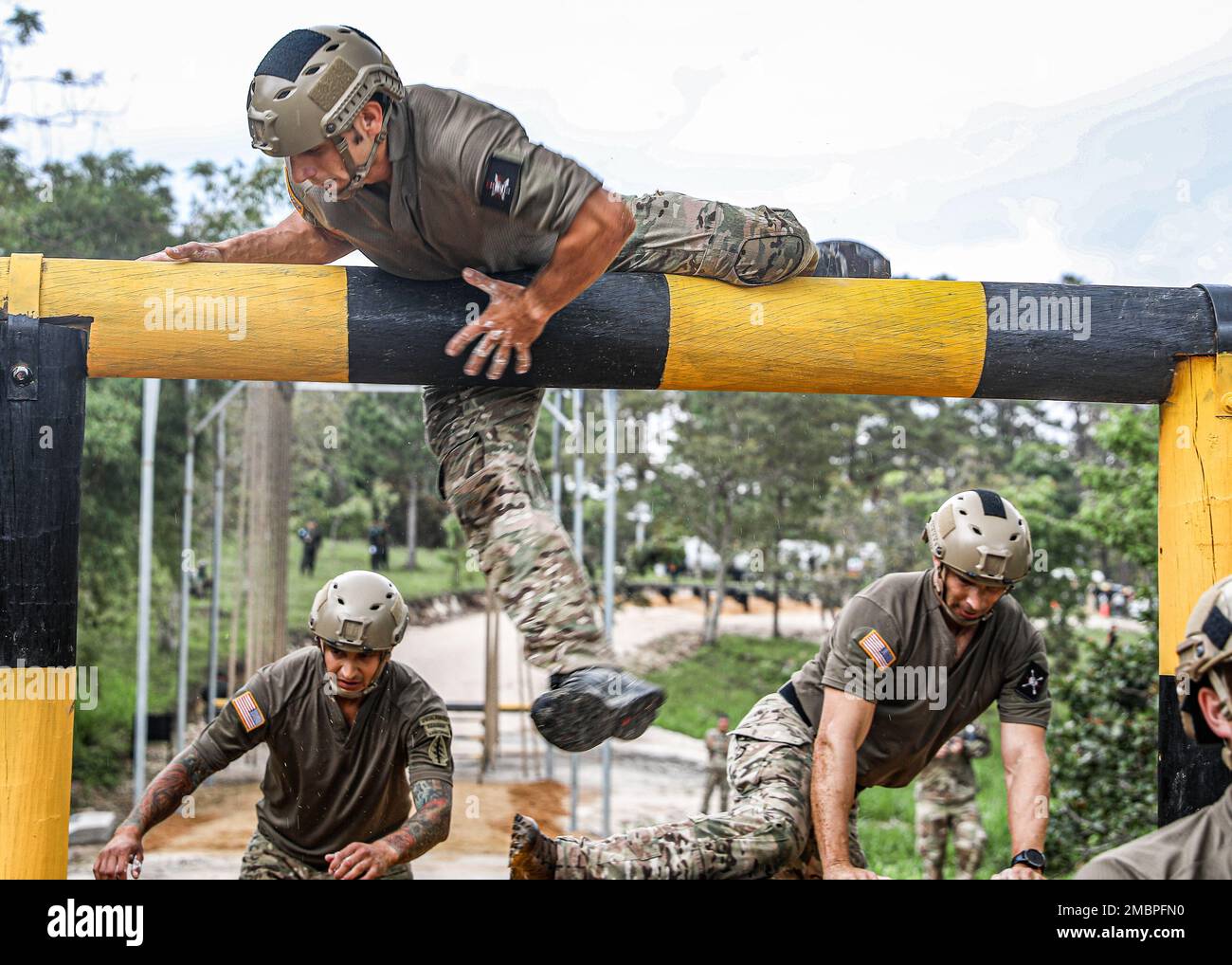 The United States team runs through the obstacle course for the Fuerzas ...