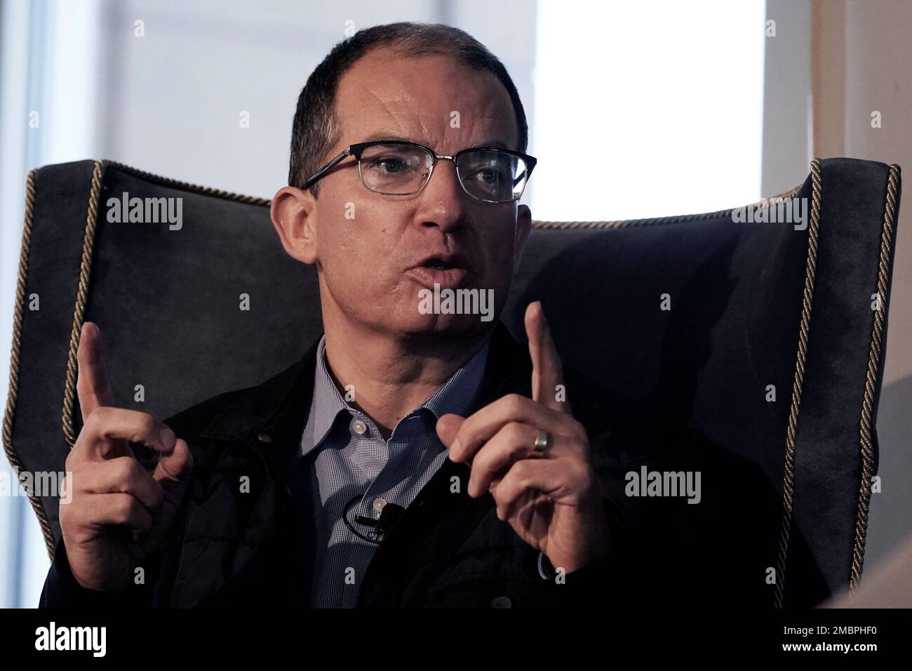 Moderna CEO Stephane Bancel during a gathering of the Boston College ...