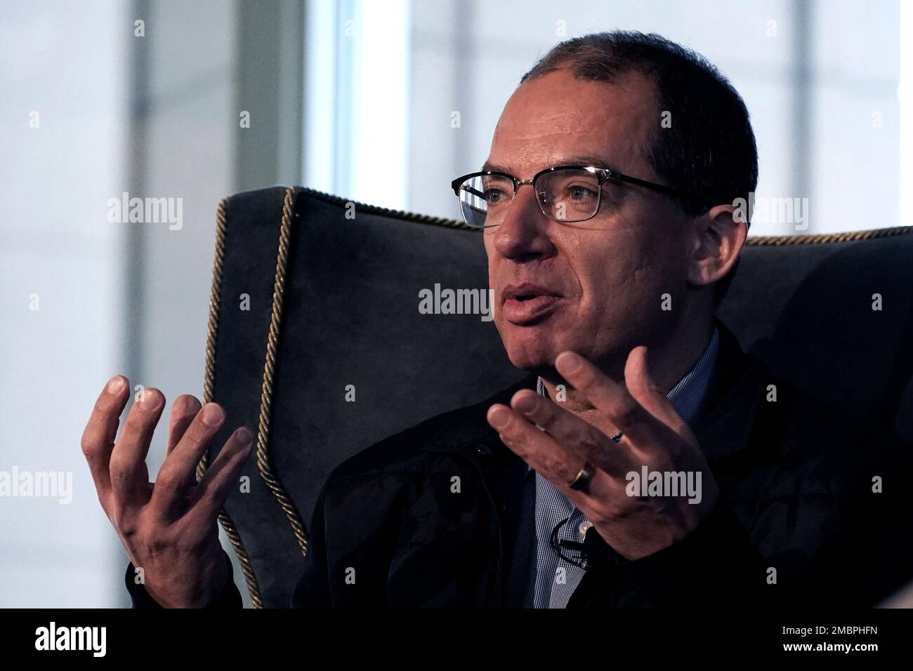 Moderna CEO Stephane Bancel during a gathering of the Boston College ...