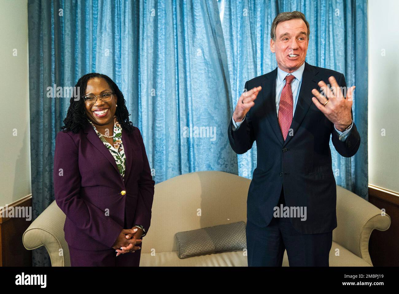 Sen. Mark Warner, D-Va., meets Supreme Court nominee Judge Ketanji ...