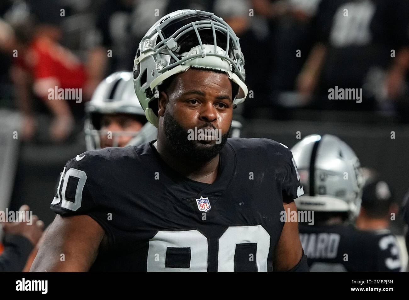 FILE - Las Vegas Raiders defensive tackle Johnathan Hankins (90) is ...