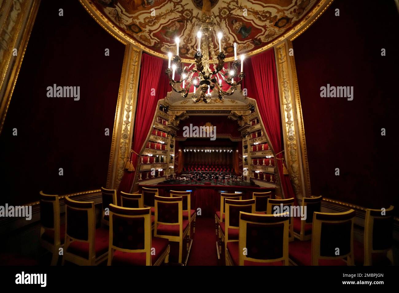 A view of an empty Royal stage of the La Scala opera house in Milan ...