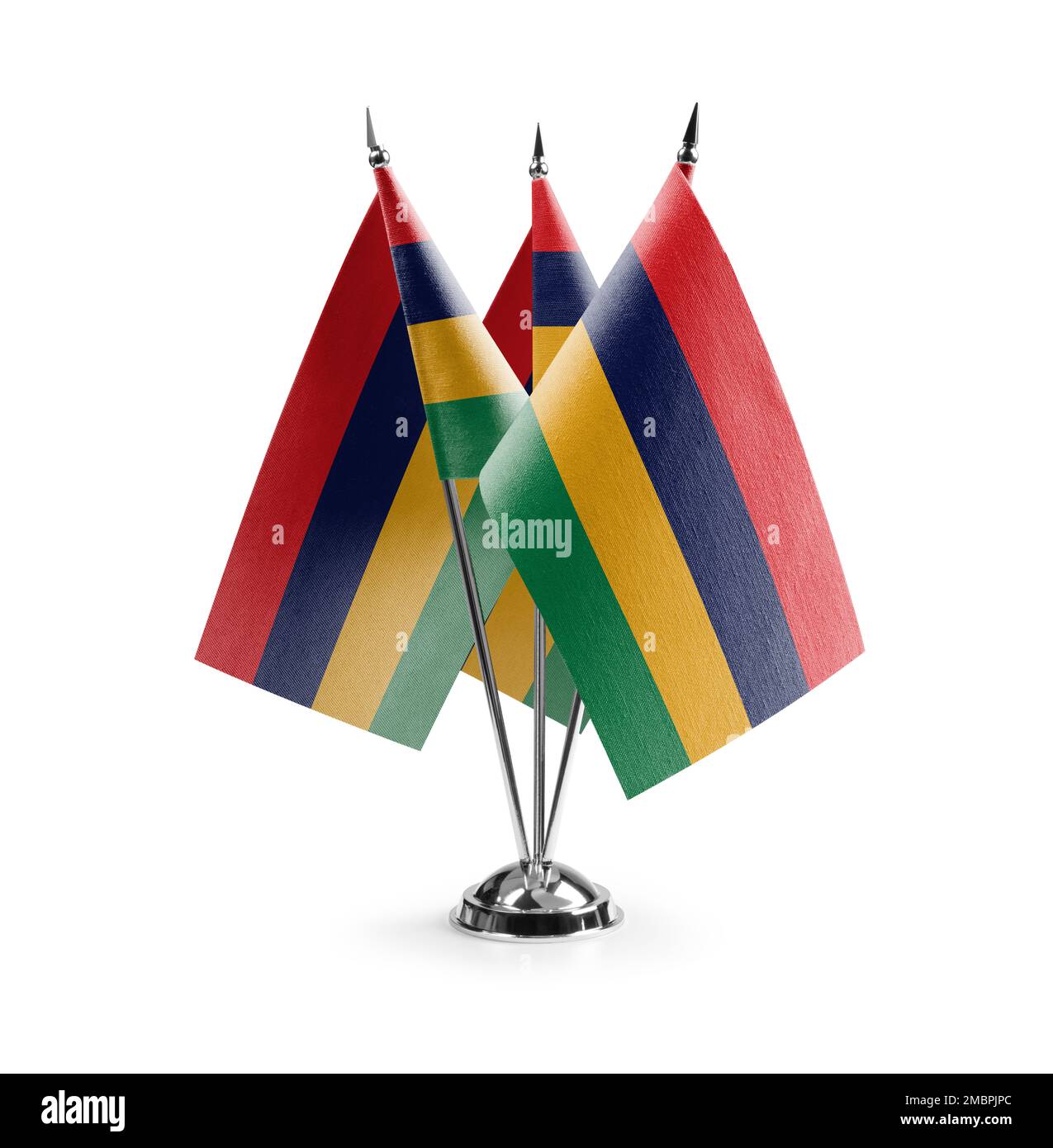 Small national flags of the Mauritius on a white background Stock Photo ...
