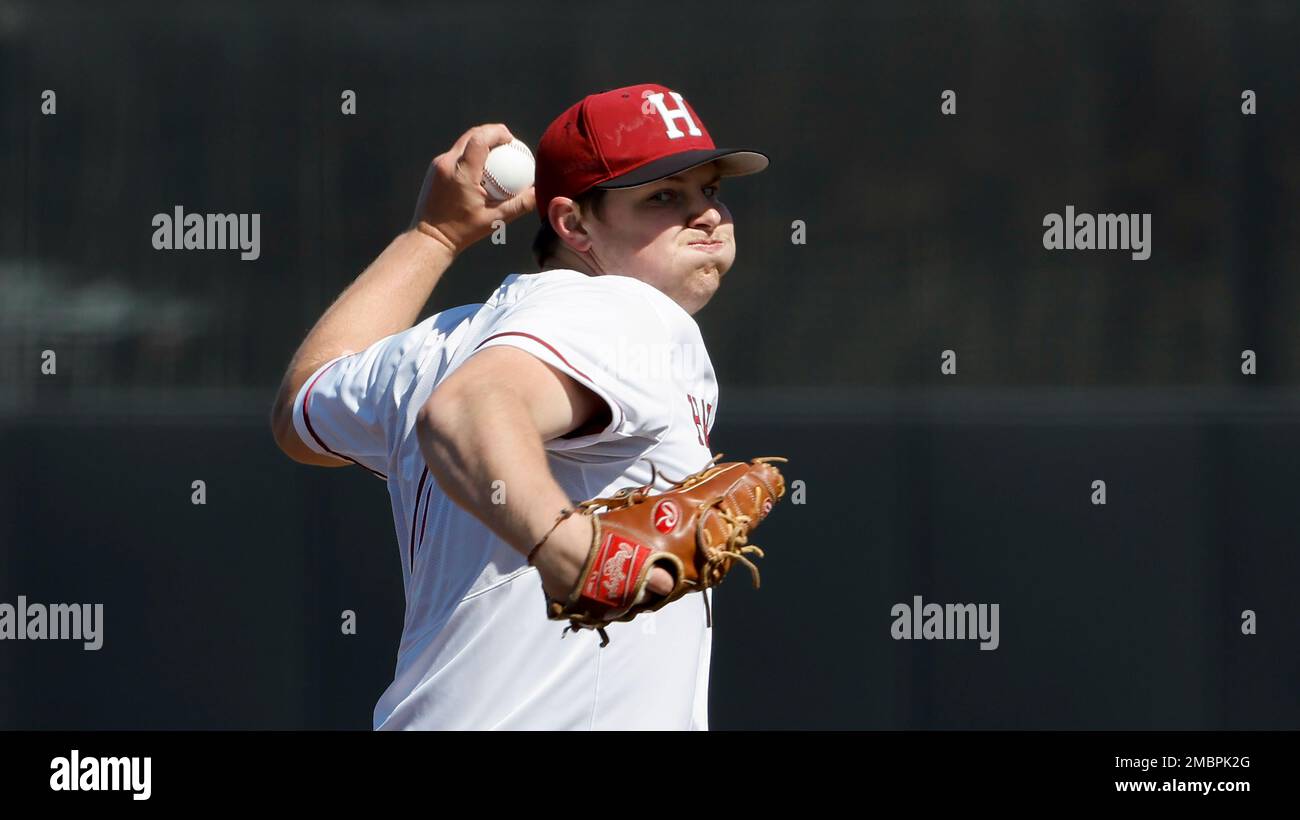Harvard pitcher Tim Williamson delivers against Brown during an NCAA ...