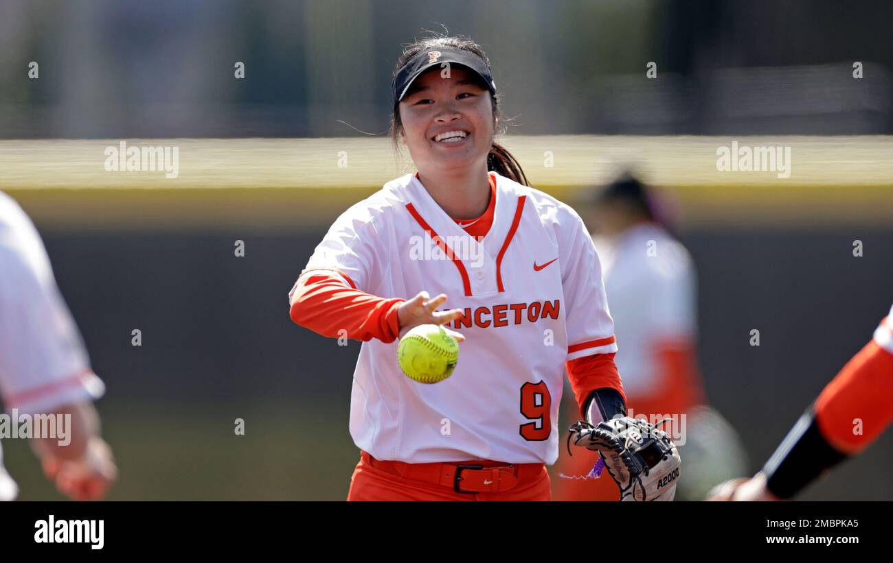 Princeton second baseman Allison Ha throws against Dartmouth during an ...