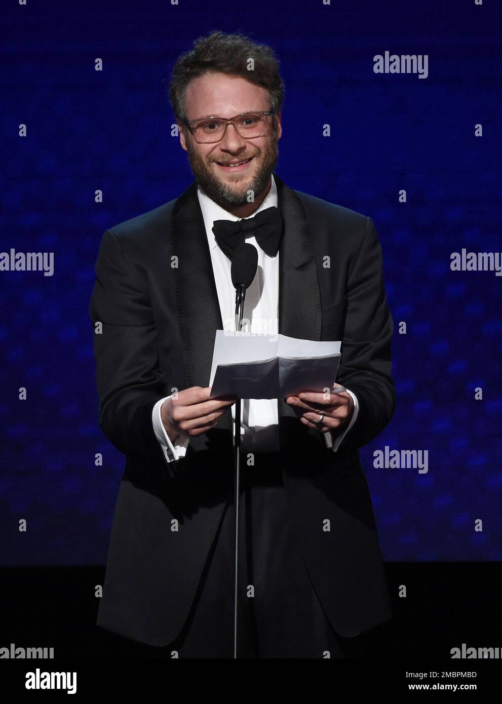 FILE - Seth Rogen speaks at the 33rd American Cinematheque Award ...