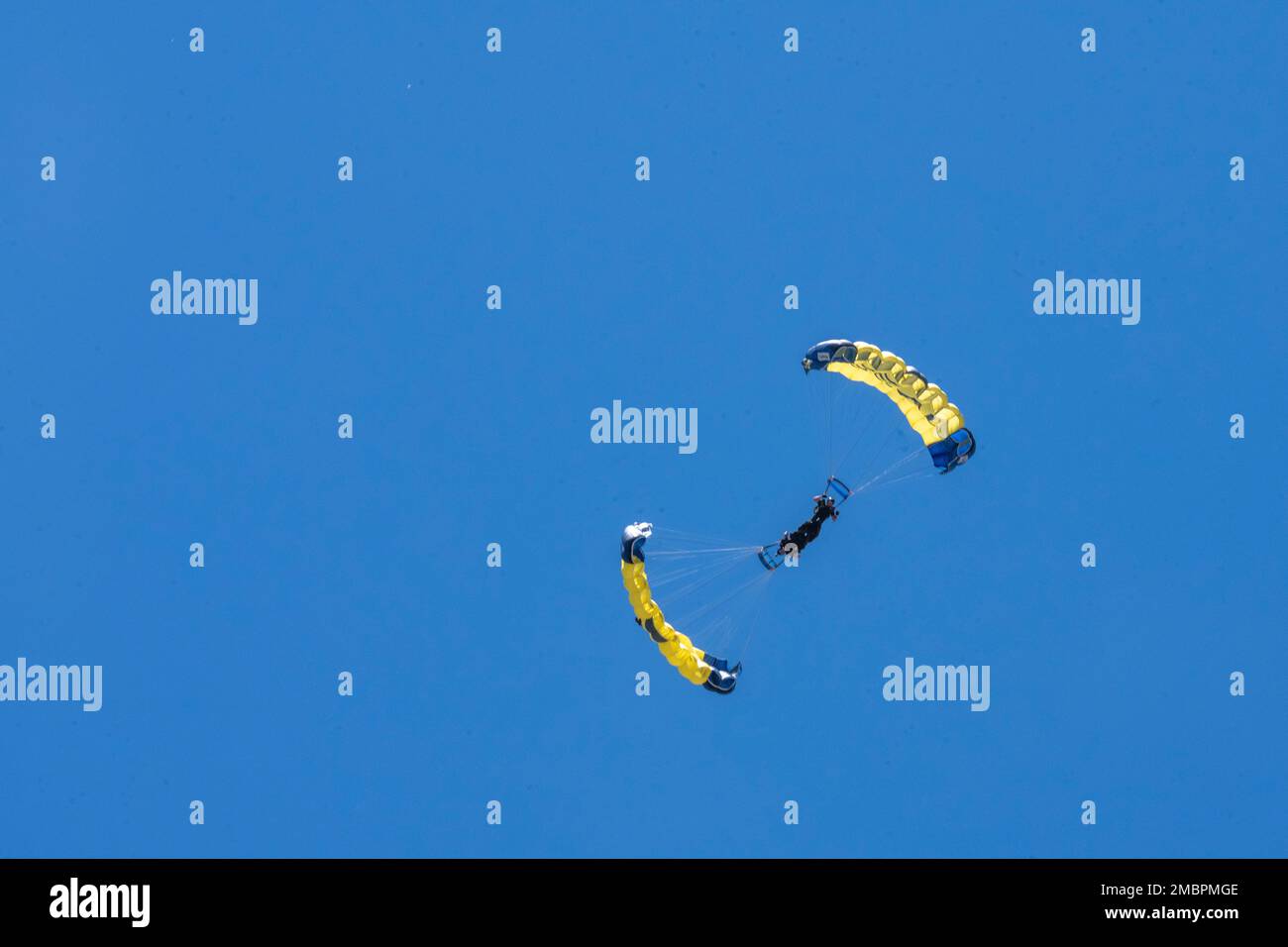 Members of the Navy Parachute Team, the “Leap Frogs,” parachute into ...