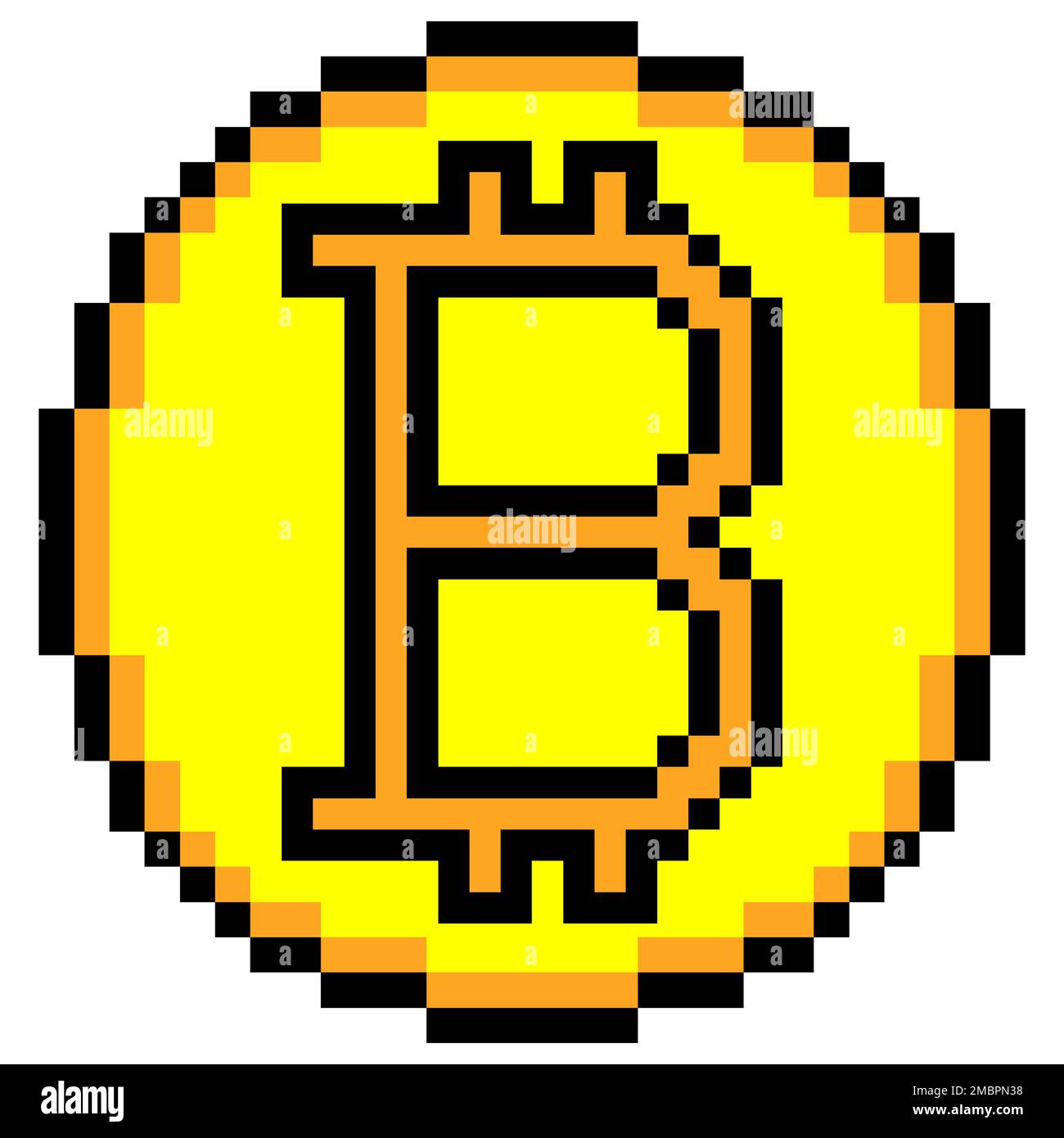 Bitcoin icon pixel art. Cryptocurrency. Vector illustration Stock Photo ...