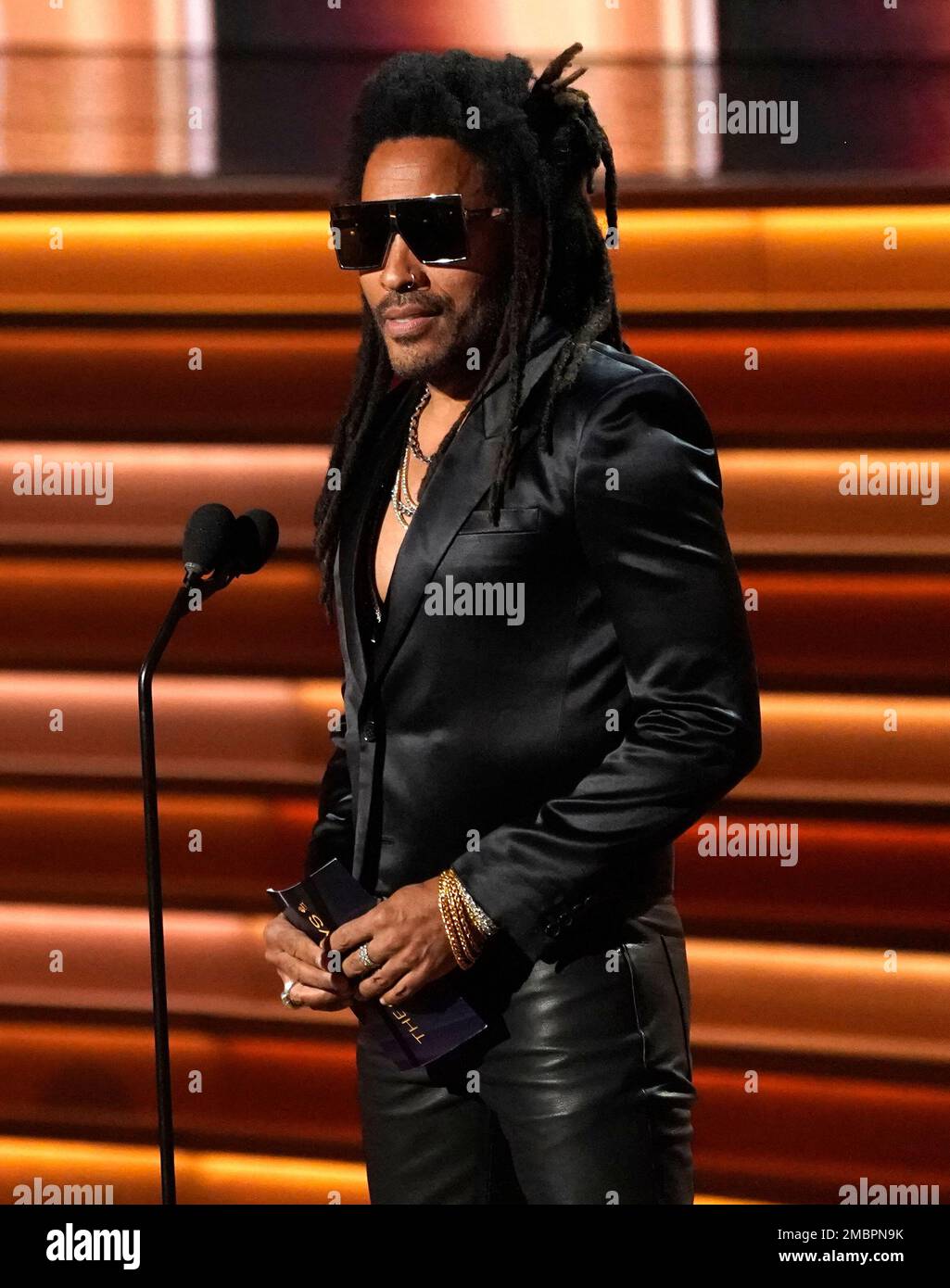 Lenny Kravitz presents the award for album of the year at the 64th ...