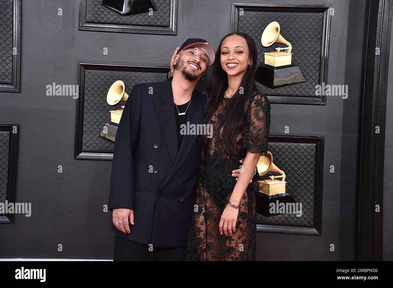 Keavan Yazdani, left, and Romane Piotrowski arrive at the 64th Annual ...
