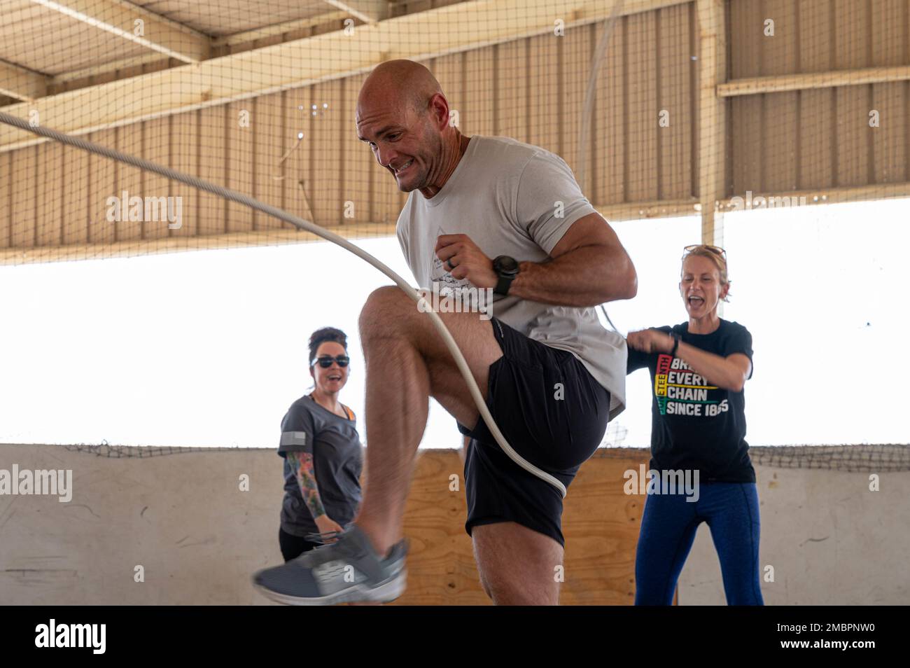 U.S. Air Force Chief Master Sgt. Joseph Cook, center, senior enlisted ...