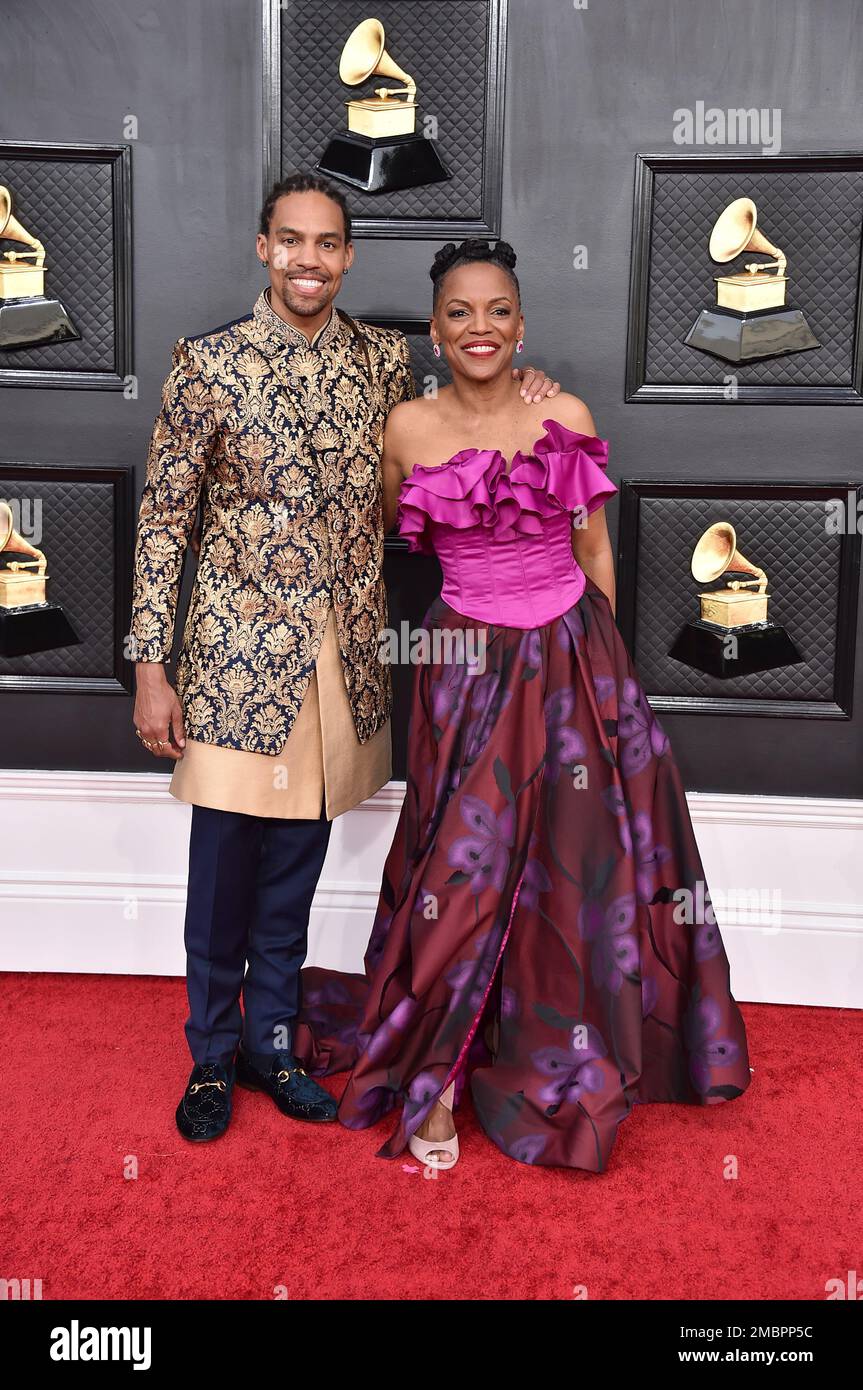 Pierce Freelon, left, and Nnenna Freelon arrive at the 64th Annual ...
