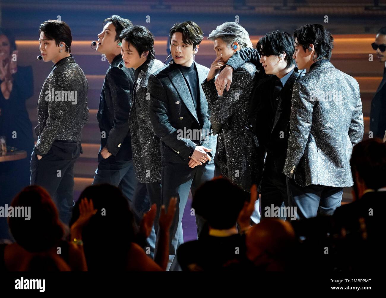 BTS performs "Butter" at the 64th Annual Grammy Awards on Sunday, April ...