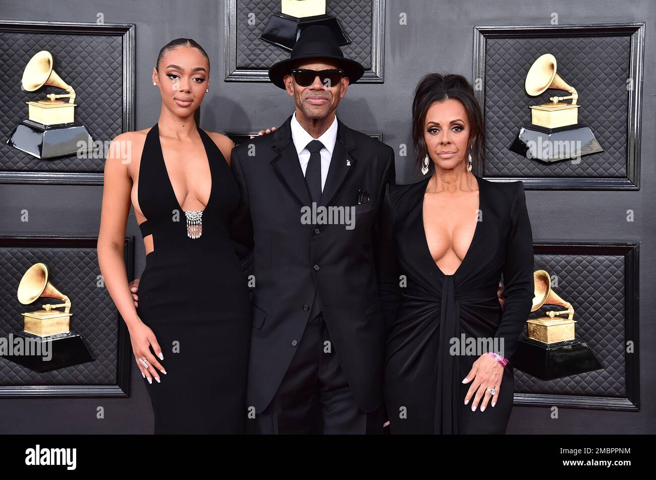 Bella Harris, from left, Jimmy Jam, and Lisa Padilla arrive at the 64th ...
