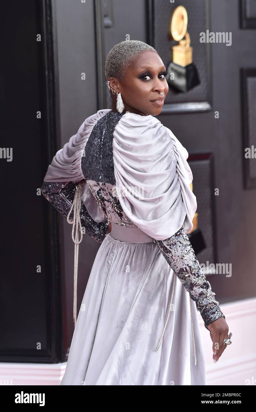 Cynthia Erivo arrives at the 64th Annual Grammy Awards at the MGM Grand ...