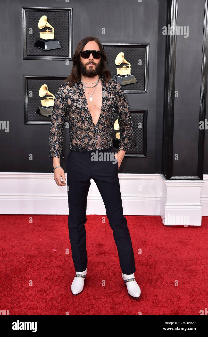 Jared Leto arrives at the 64th Annual Grammy Awards at the MGM Grand ...