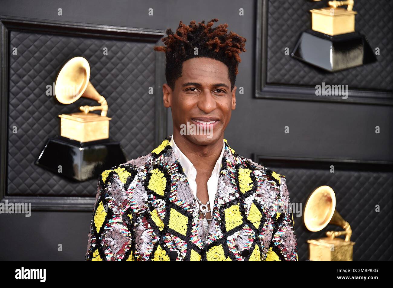 Jon Batiste arrives at the 64th Annual Grammy Awards at the MGM Grand ...