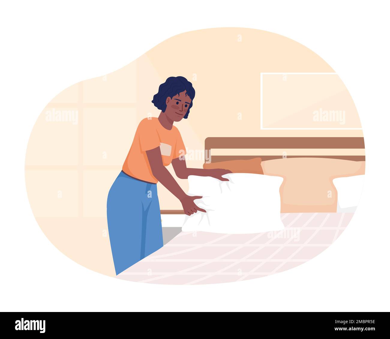 Making bed after waking up in morning 2D vector isolated illustration Stock Vector Image & Art ...