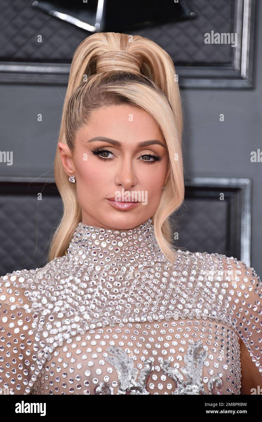 Paris Hilton arrives at the 64th Annual Grammy Awards at the MGM Grand ...