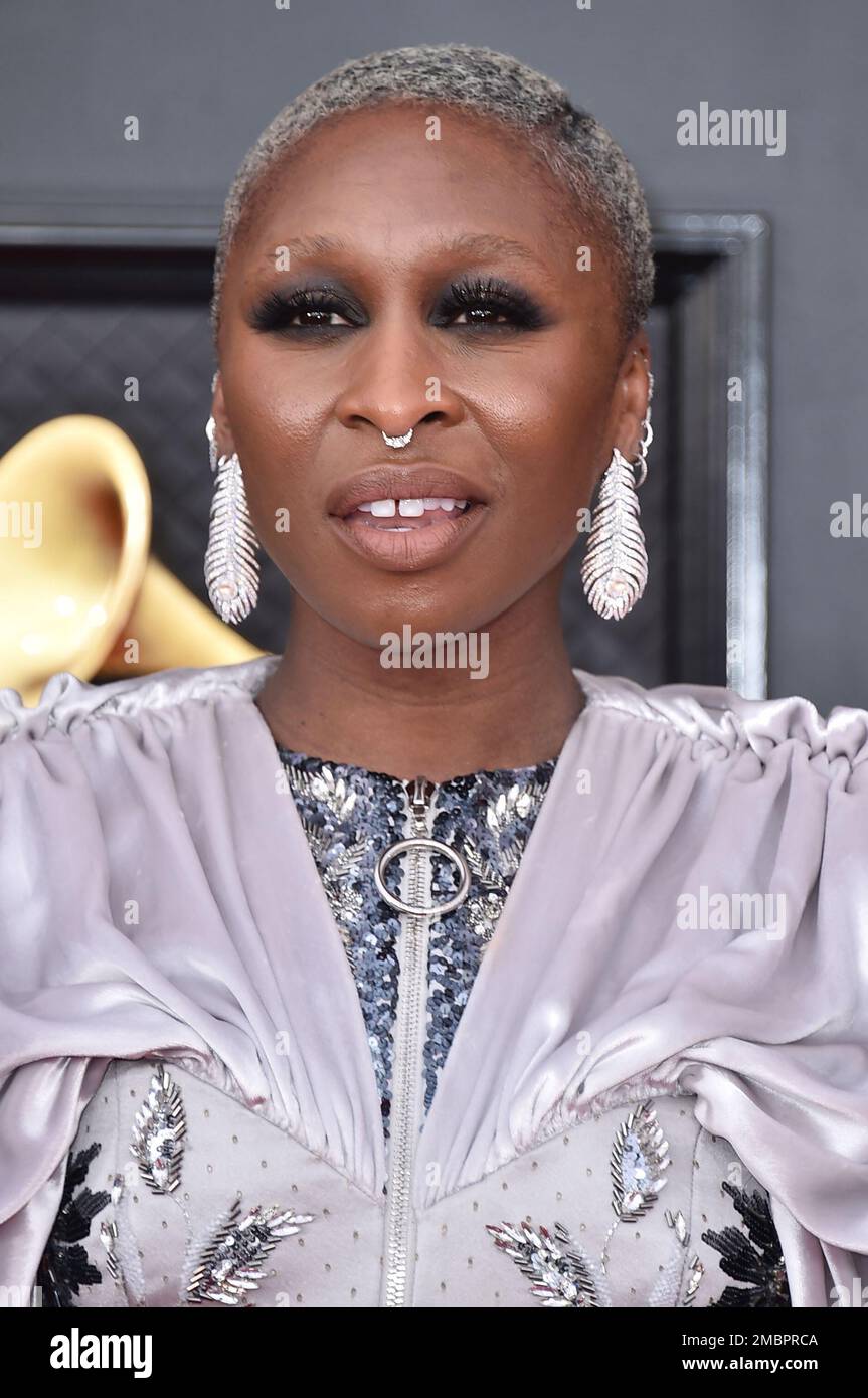 Cynthia Erivo arrives at the 64th Annual Grammy Awards at the MGM Grand ...