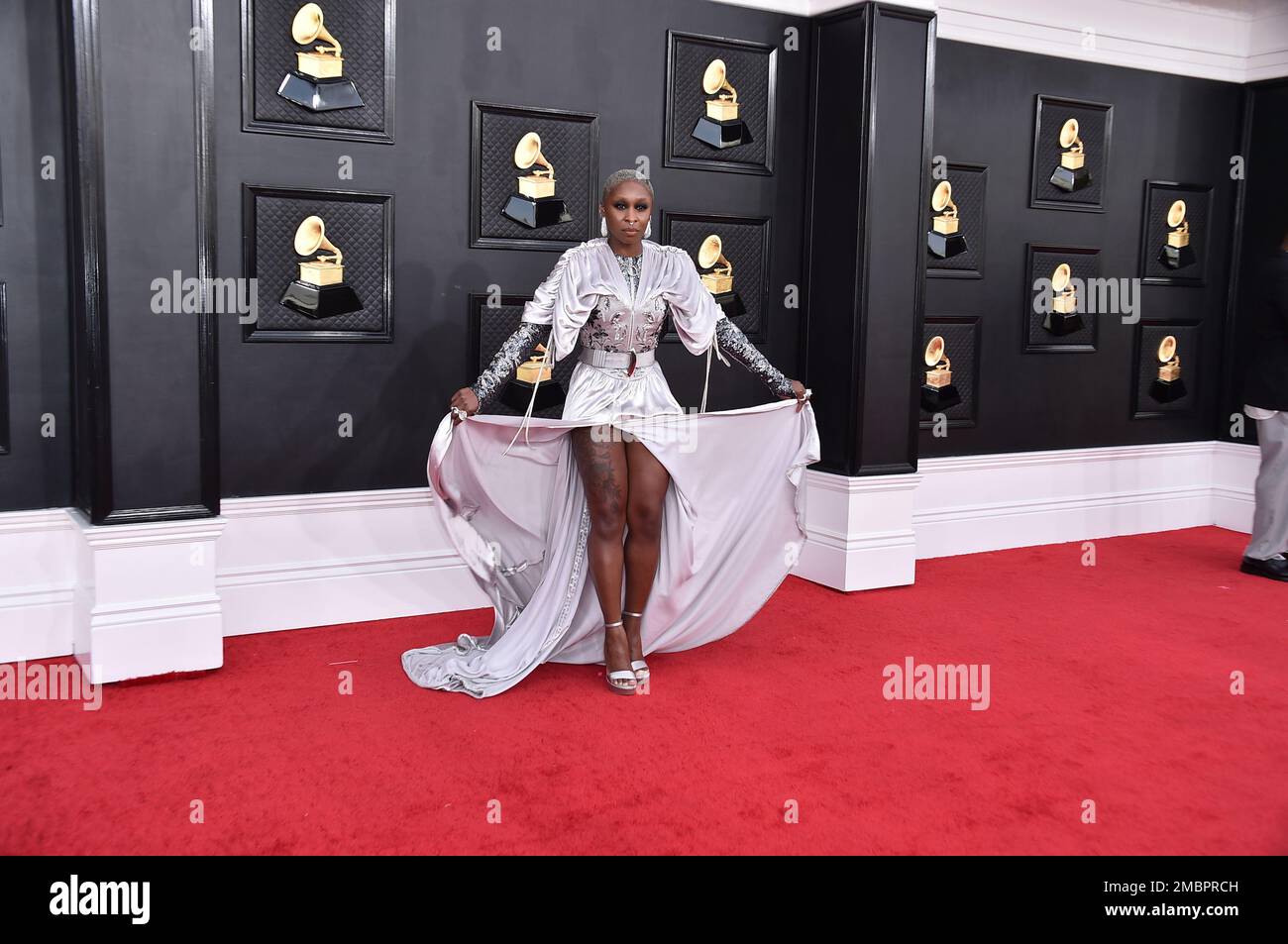 Cynthia Erivo arrives at the 64th Annual Grammy Awards at the MGM Grand ...