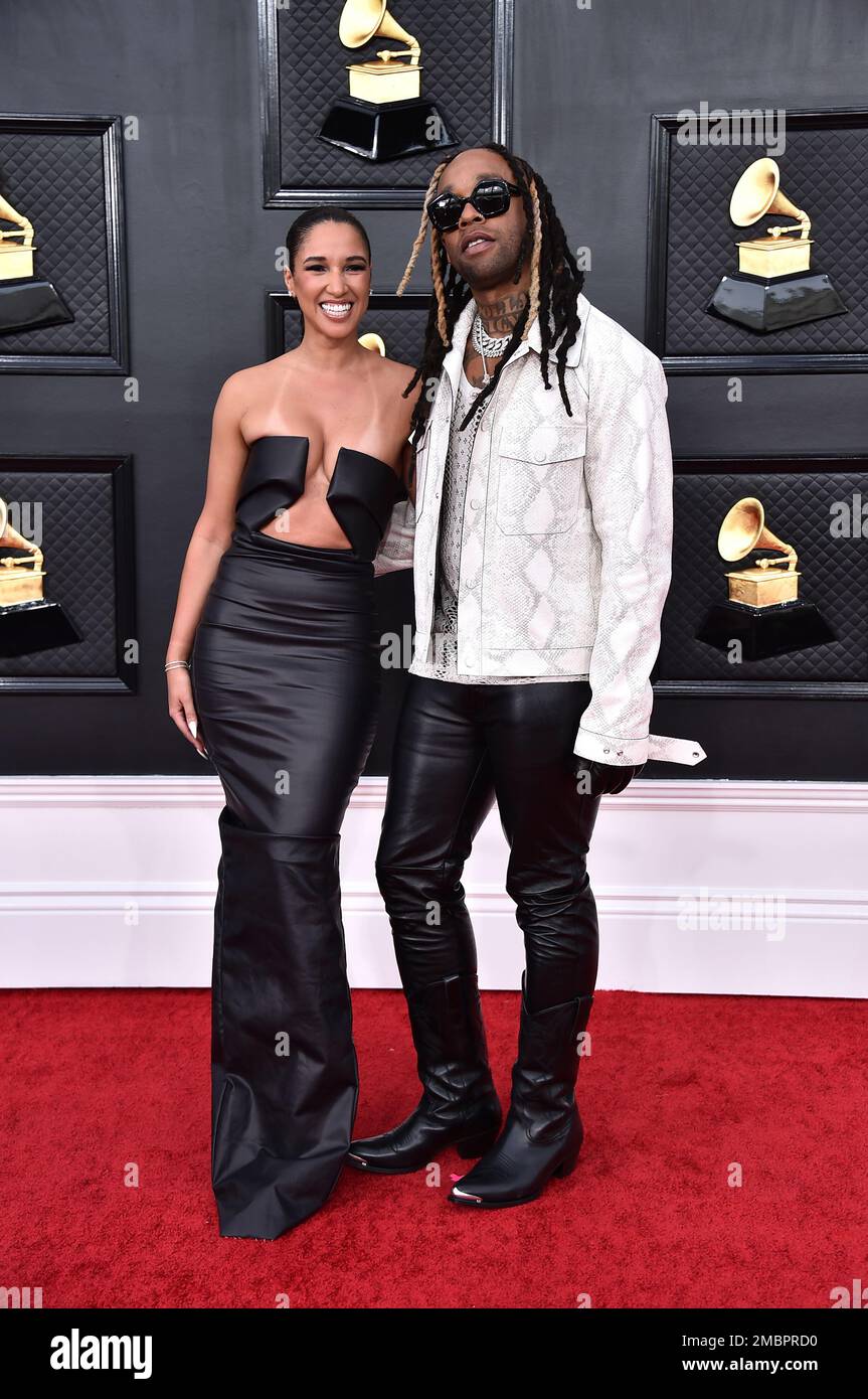 Zalia, left, and Ty Dolla $ign arrive at the 64th Annual Grammy Awards ...