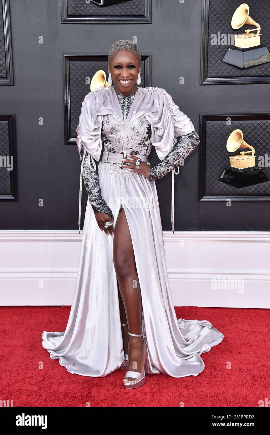 Cynthia Erivo arrives at the 64th Annual Grammy Awards at the MGM Grand ...