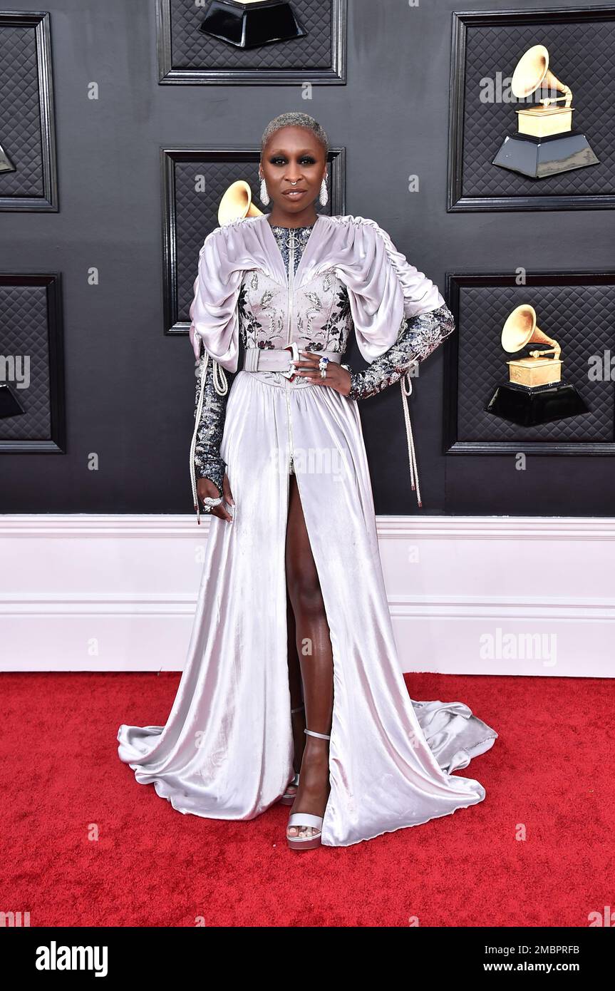 Cynthia Erivo arrives at the 64th Annual Grammy Awards at the MGM Grand ...